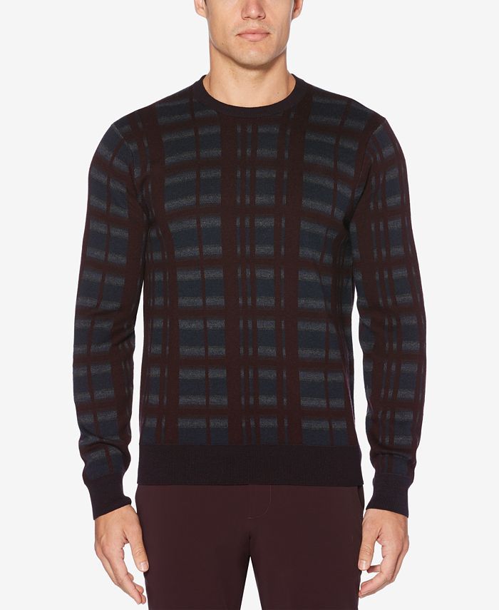 Perry Ellis Men's Plaid Crewneck Sweater - Macy's