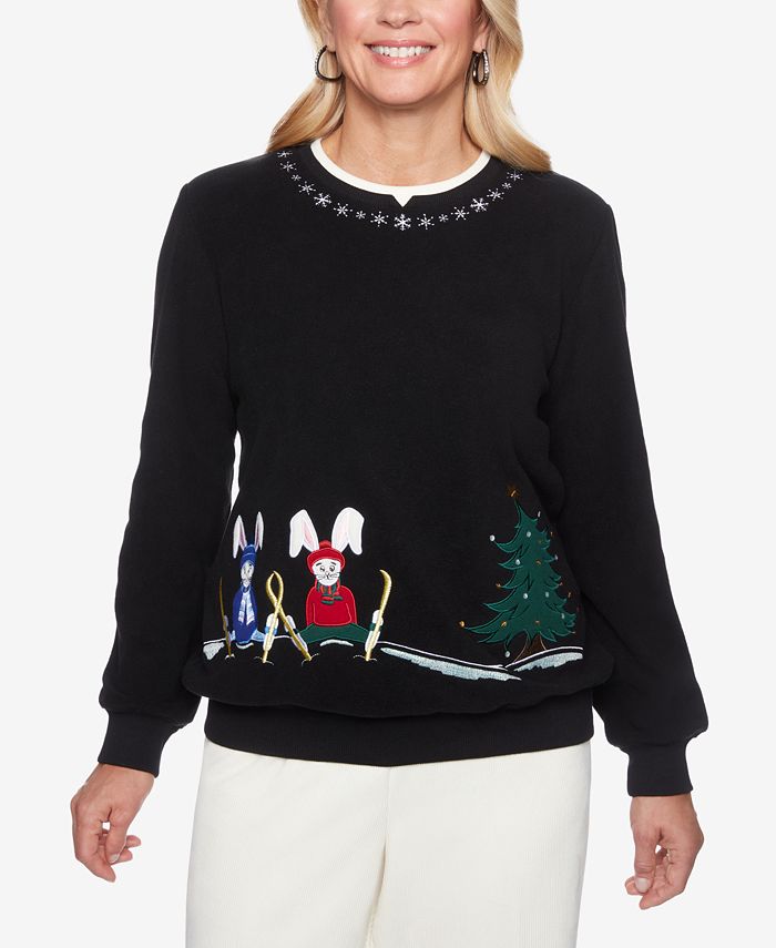 Alfred Dunner Classics Anti-Pill Embroidered Holiday Sweater & Reviews ...