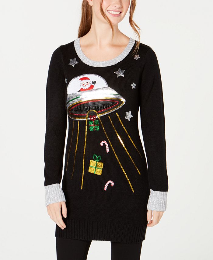 Hooked Up by IOT Juniors' Sequined Outer Space Sweater Dress - Macy's