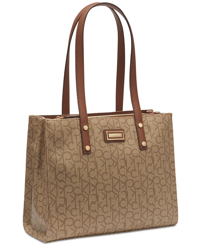 Calvin Klein Mallory Signature Faux-Leather Tote - Macy's