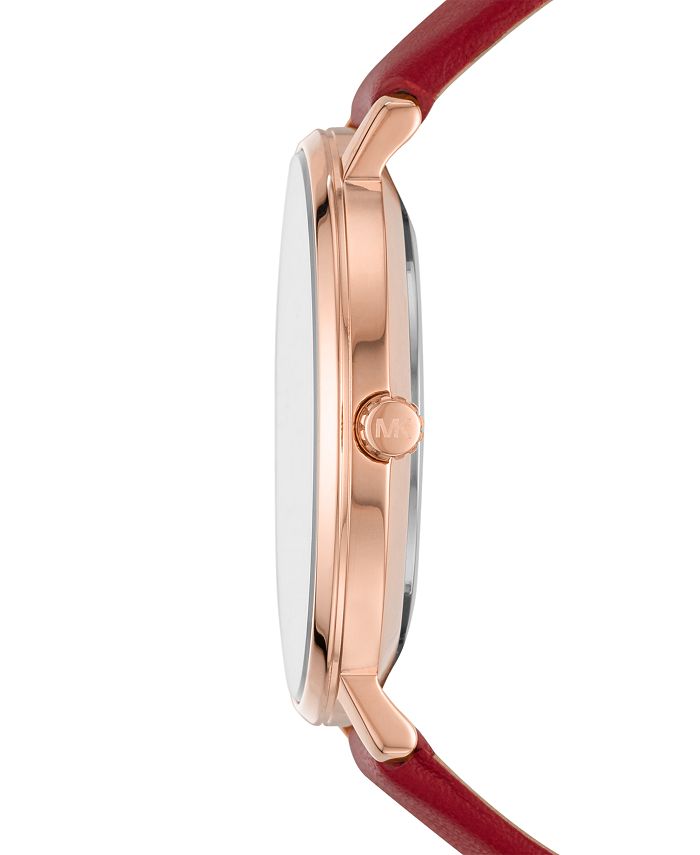 Michael Kors Women's Pyper Red Leather Strap Watch 38mm - Macy's