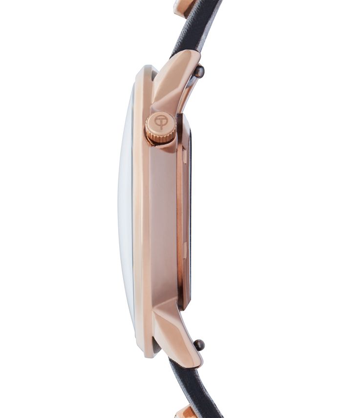 Thom Olson Women's Black Leather Strap Watch 34mm - Macy's