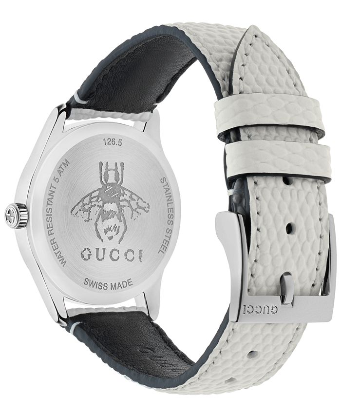 Gucci Women's Swiss G-Timeless Diamond-Accent White Lizard Leather ...