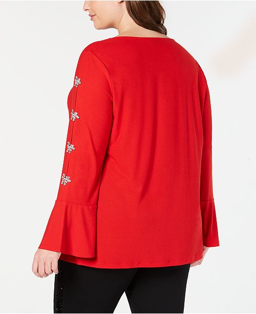 INC International Concepts INC Plus Size Embellished Sleeve Top ...