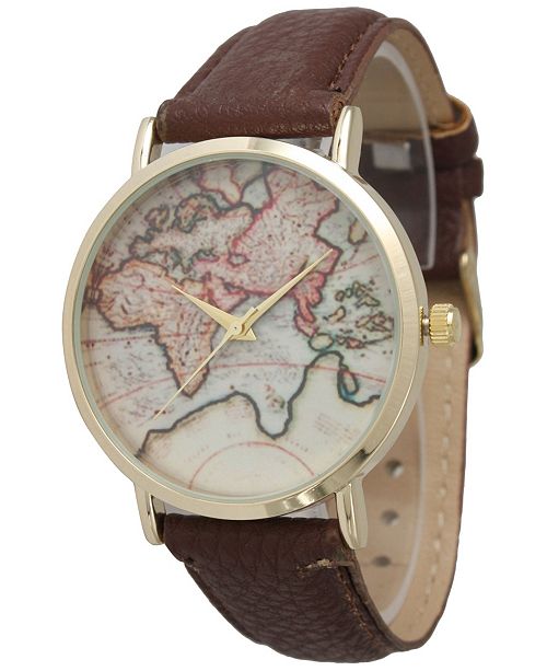 Olivia Pratt World Map Leather Strap Watch & Reviews - Watches ...