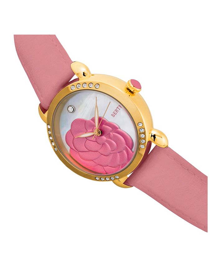 Bertha Quartz Daphne Collection Gold And Pink Leather Watch 38Mm - Macy's