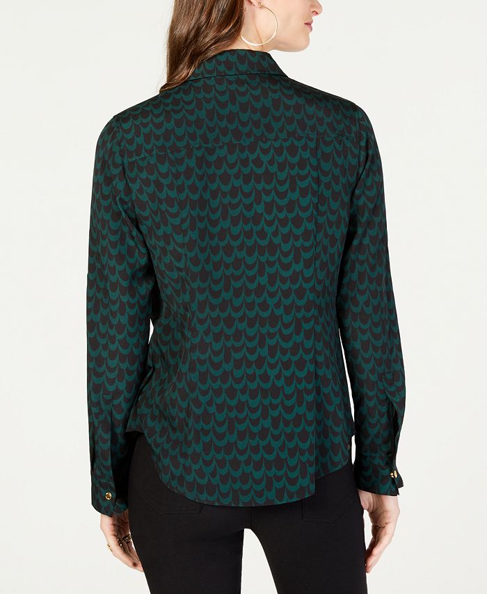 Michael Kors Zip-Up Roll-Tab Printed Top, in Regular and Petite Sizes ...