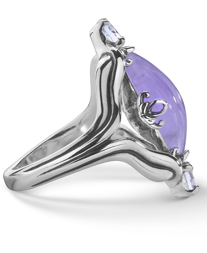 Carolyn Pollack Carved Purple Jade (10x16mm) and White Topaz (1/4 ct. t ...