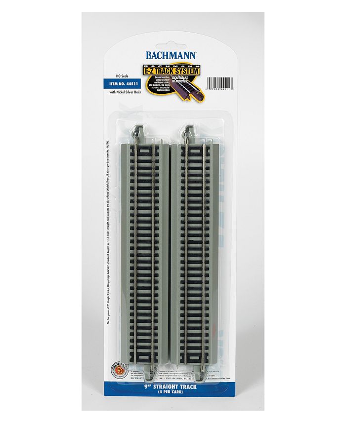 Bachmann Trains 9 Inch Straight Nickel Silver E Z Track 4 Card Ho Scale ...