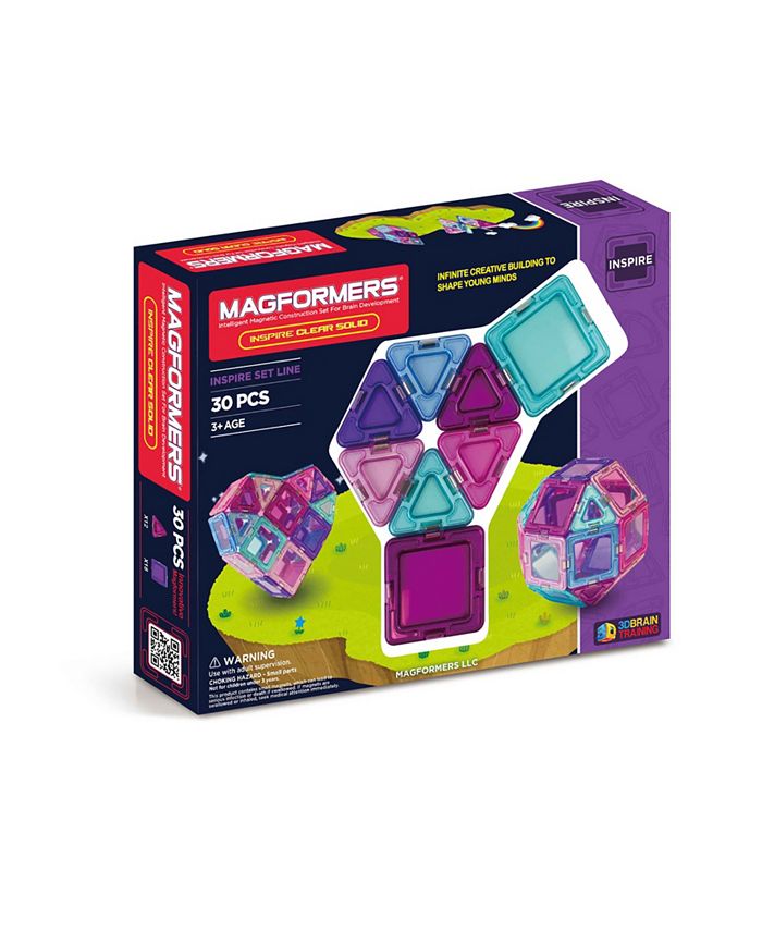 Magformers Solids Clear Inspire 30 Piece Magnetic Construction Set - Macy's