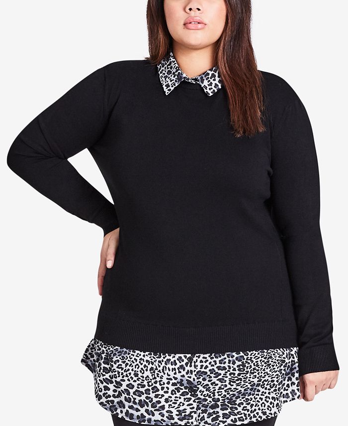 City Chic Plus Size Layered-Look Sweater - Macy's