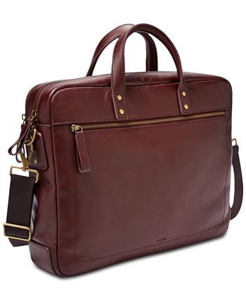 Fossil Men's Haskell Leather Briefcase - Macy's