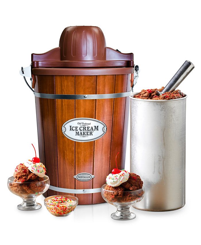 Nostalgia ICMP600WD 6-Quart Wood Bucket Ice Cream Maker - Macy's