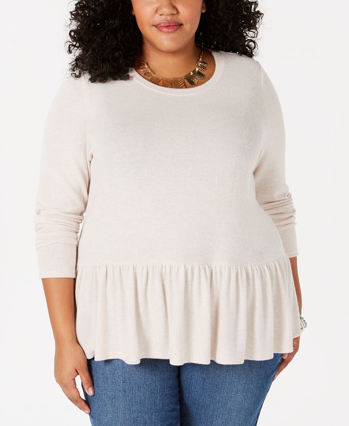 Soprano Plus Size Flounce-Bottom Sweater - Macy's
