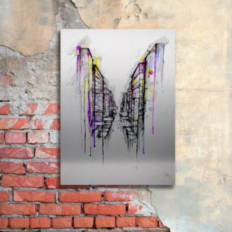 Marc Allante 'This City Sleeps' Floating Brushed Aluminum Art, 16" x 22 ...