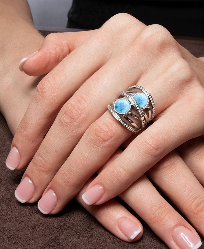 Marahlago Larimar Statement Ring in Sterling Silver - Macy's