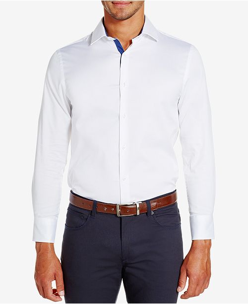 ConStruct Con.Struct Men's Slim-Fit Stretch White Twill Dress Shirt ...