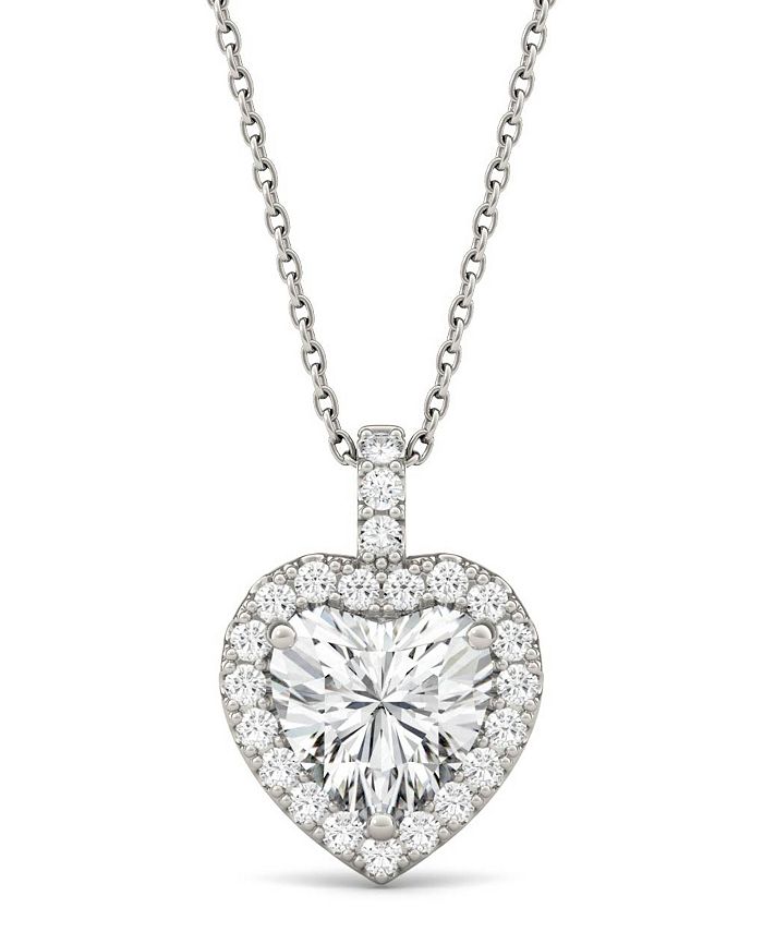 Charles & Colvard Moissanite Heart Halo Pendant (2-1/8 ct. tw. Diamond ...