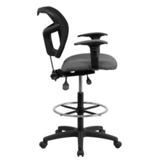 Mid-Back Gray Mesh Drafting Chair With Adjustable Arms - Macy's