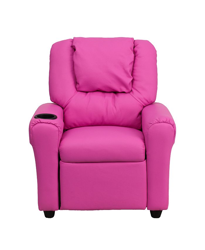 Flash Furniture Contemporary Hot Pink Vinyl Kids Recliner With Cup ...