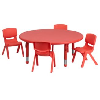 Flash Furniture 45'' Round Red Plastic Height Adjustable Activity Table ...