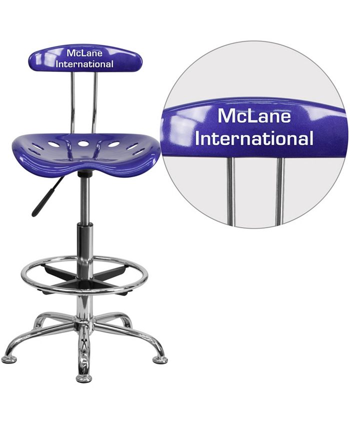 Flash Furniture Personalized Vibrant Deep Blue And Chrome Drafting ...