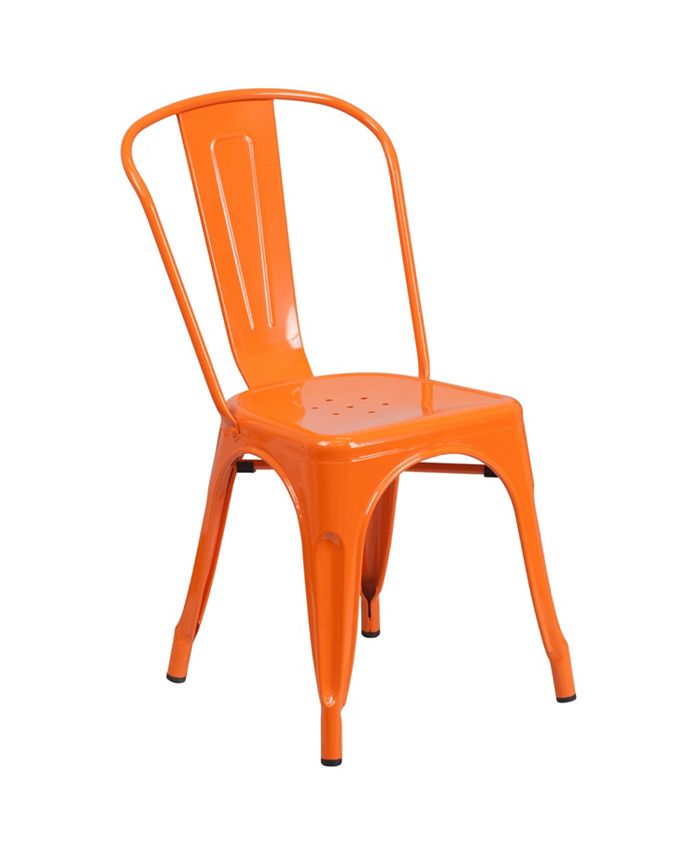 Flash Furniture Orange Metal Indoor-Outdoor Stackable Chair - Macy's