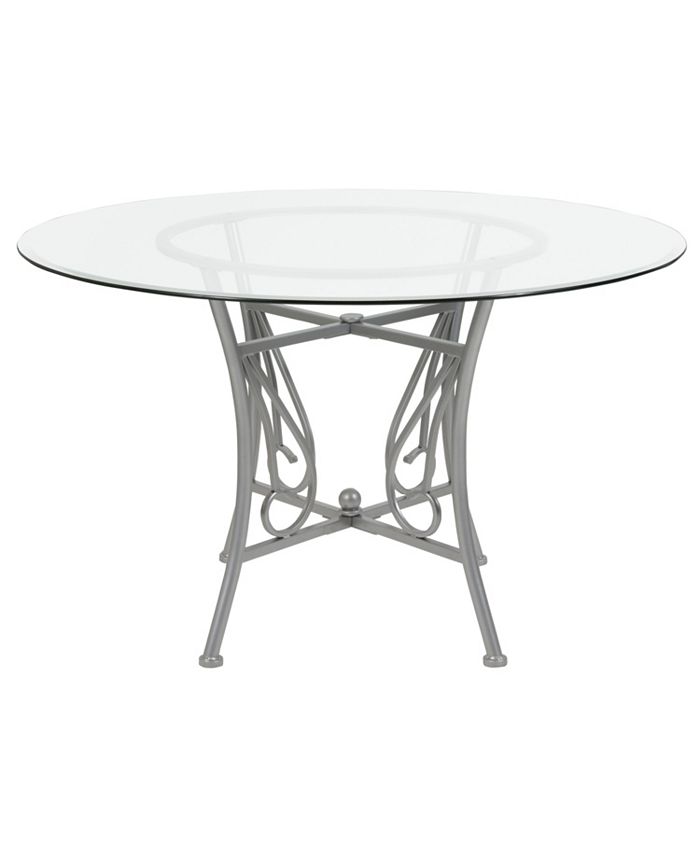 Flash Furniture Princeton 48'' Round Glass Dining Table With Silver ...