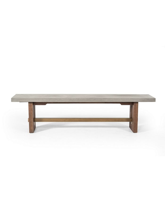 VIG Furniture Modrest Amos Modern Concrete and Acacia Dining Bench - Macy's