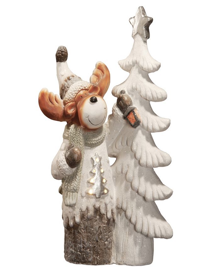 National Tree Company National Tree 24" Moose standing by Tree with ...