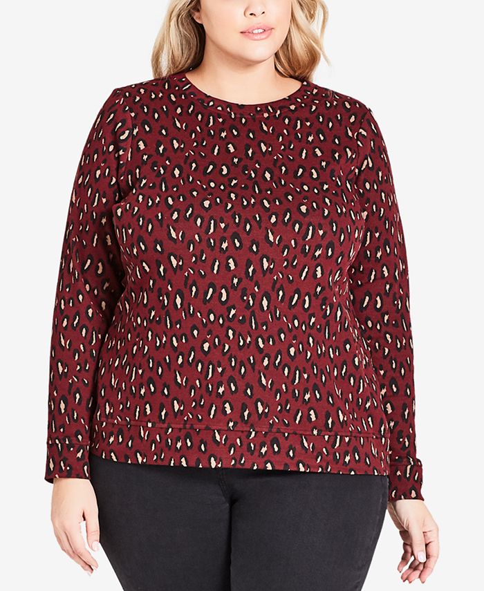 City Chic Trendy Plus Size Animal-Print Top - Macy's