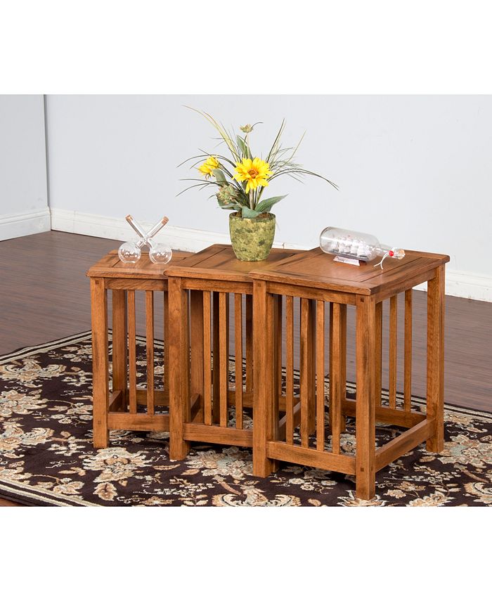 Sunny Designs Sedona Rustic Oak 3-Piece Nesting Table - Macy's