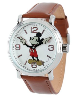 Disney Mickey Mouse Men's Shiny Silver Vintage Alloy Watch - Macy's