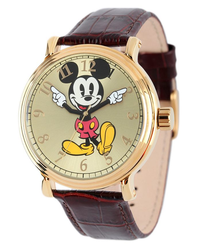 ewatchfactory Disney Mickey Mouse Men's Shinny Gold Vintage Alloy Watch ...