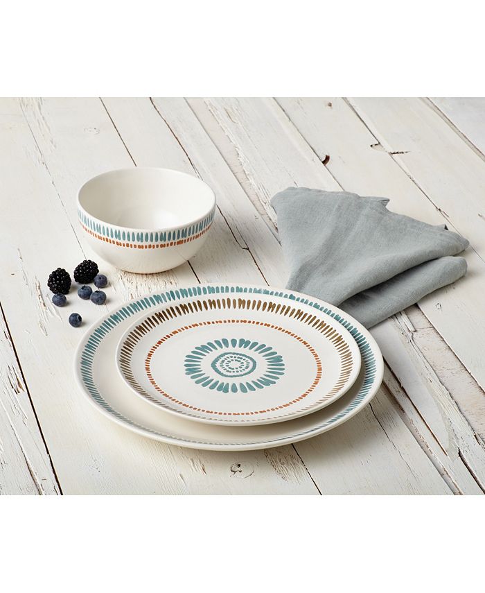 Rachael Ray Cucina Sun Daisy 12-Piece Stoneware Dinnerware Set - Macy's