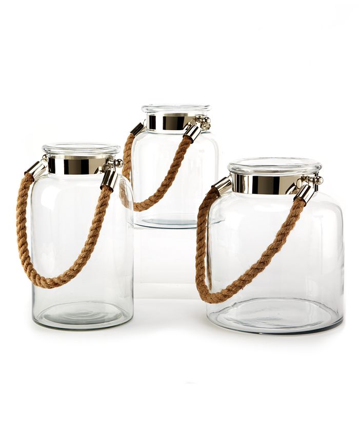 Two's Company Rope Handle Lanterns, Set of 3 - Macy's