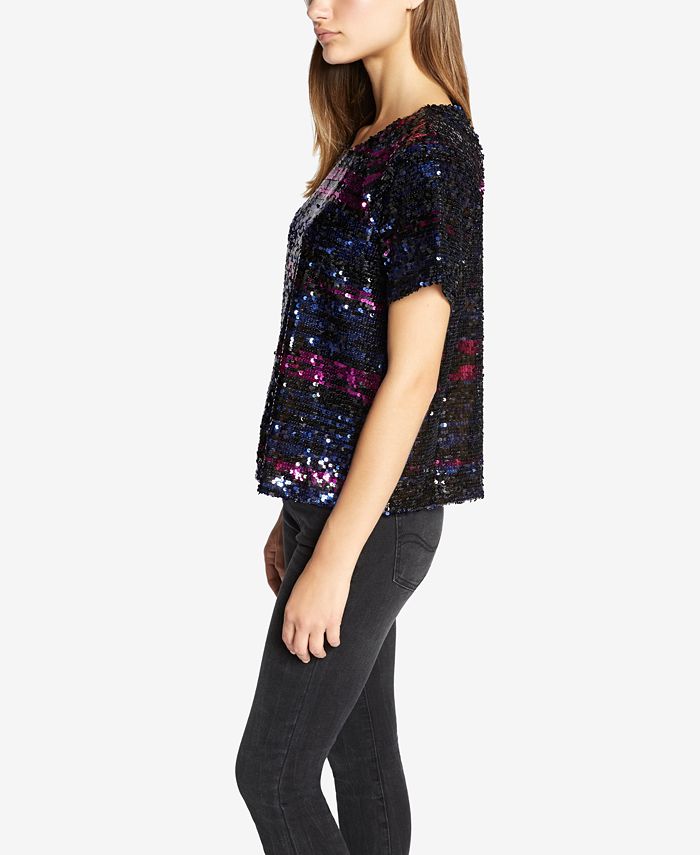 Sanctuary Sequinned Striped Top - Macy's