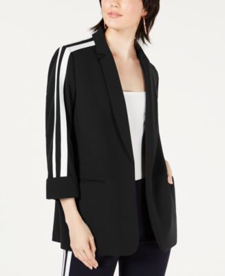 Bar III Varsity-Stripe Open-Front Jacket, Created for Macy's - Macy's