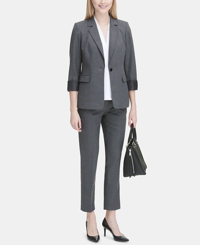 Calvin Klein Plaid Roll-Tab Jacket - Macy's