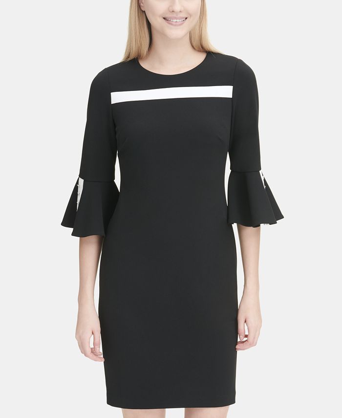 Calvin Klein Colorblocked Flare Sleeve Sheath Dress Macys