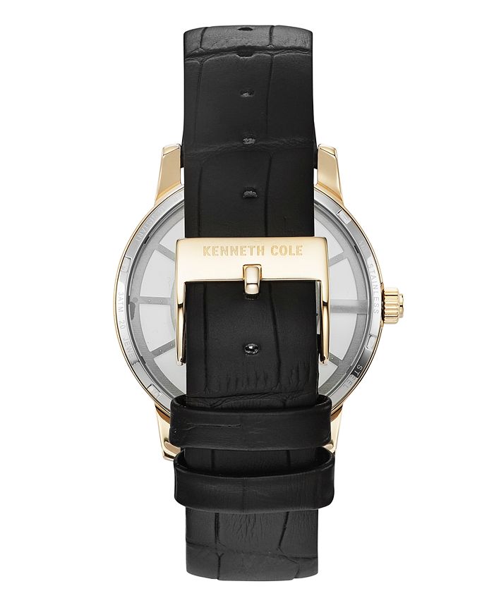 Kenneth Cole New York Men's Transparent Multifunction Black Leather ...