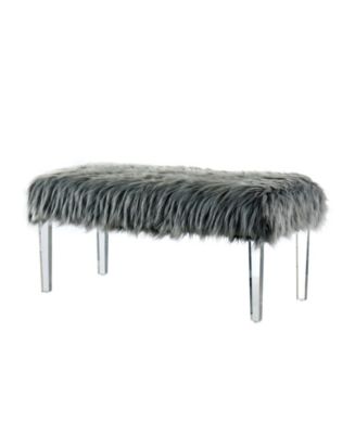 Raven II Faux Fur Acrylic Bench - Macy's