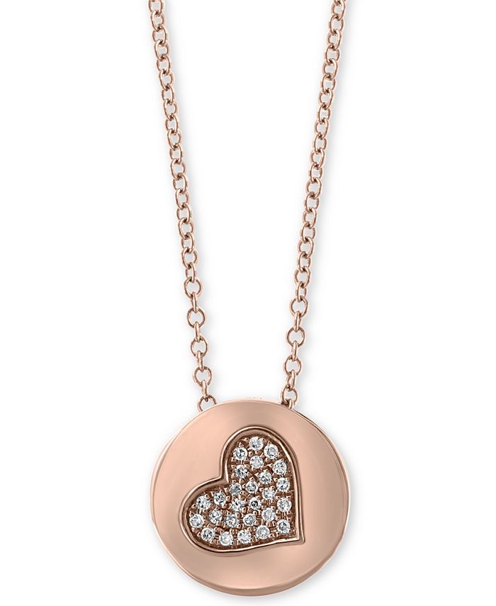 EFFY Collection EFFY® Diamond Accent Heart Disc 18" Pendant Necklace in ...