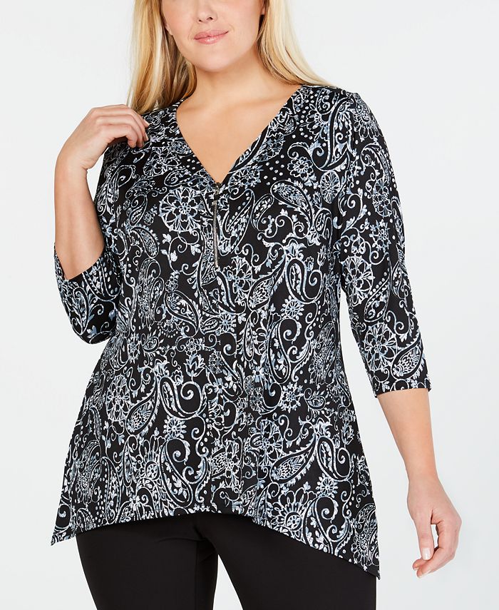 NY Collection Plus Size Paisley-Print Top - Macy's