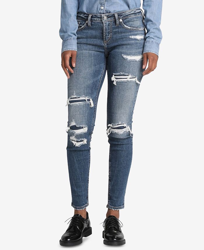 Silver Jeans Co. Aiko Ripped Skinny Jeans - Macy's