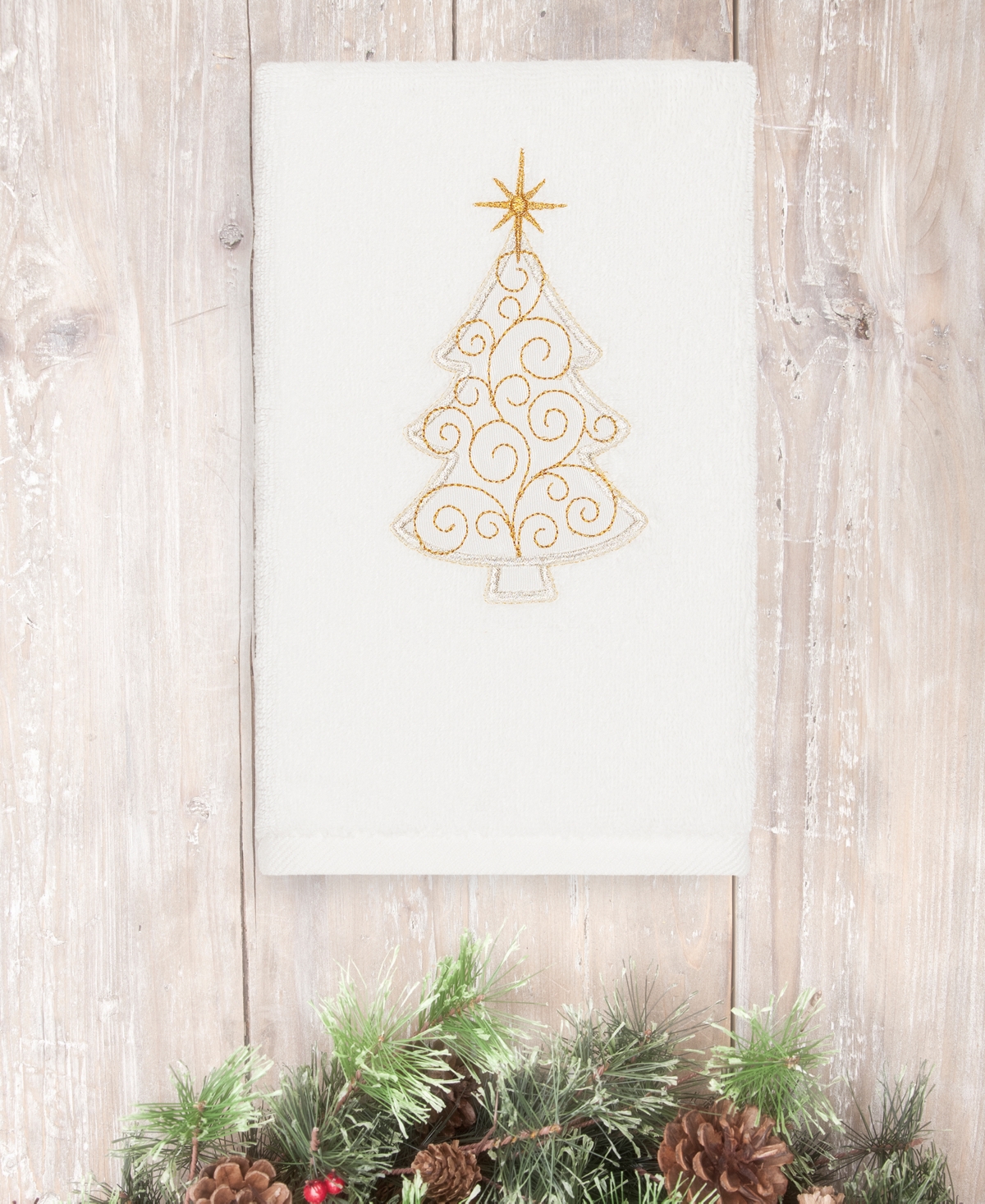 Click here for Linum Home Christmas Tree Scroll 100 Turkish Cotto... prices