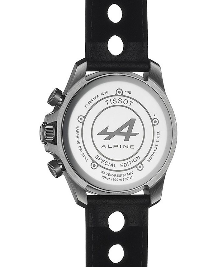 Tissot Men's Swiss Chronograph V8 Alpine Black Leather Strap Watch 42 ...
