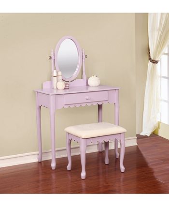 Linon Home Décor Ellie Lilac Youth Vanity Set - Macy's