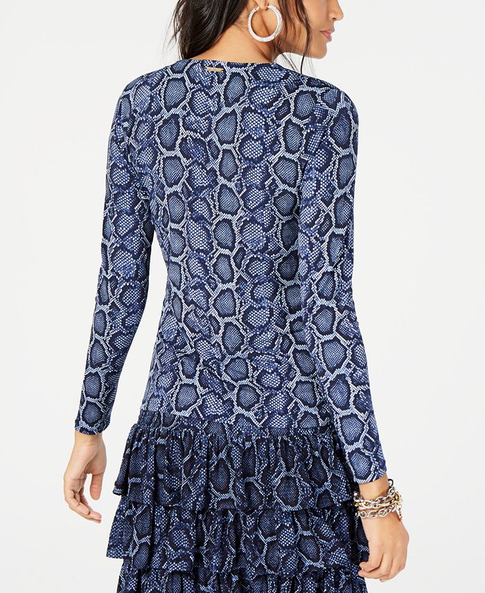 Michael Kors Python-Print Gathered Top - Macy's