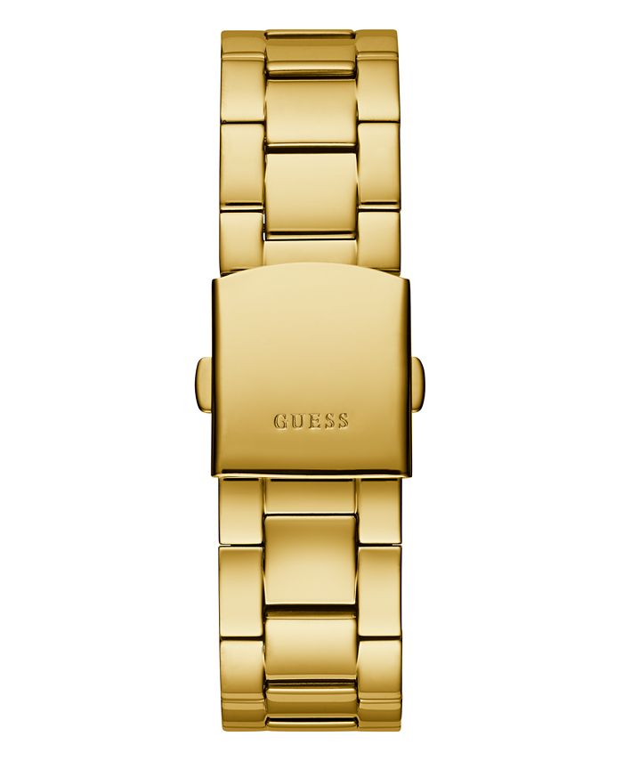GUESS Men's Stainless Steel Gold-Tone Diamond Watch 42MM, Created for ...